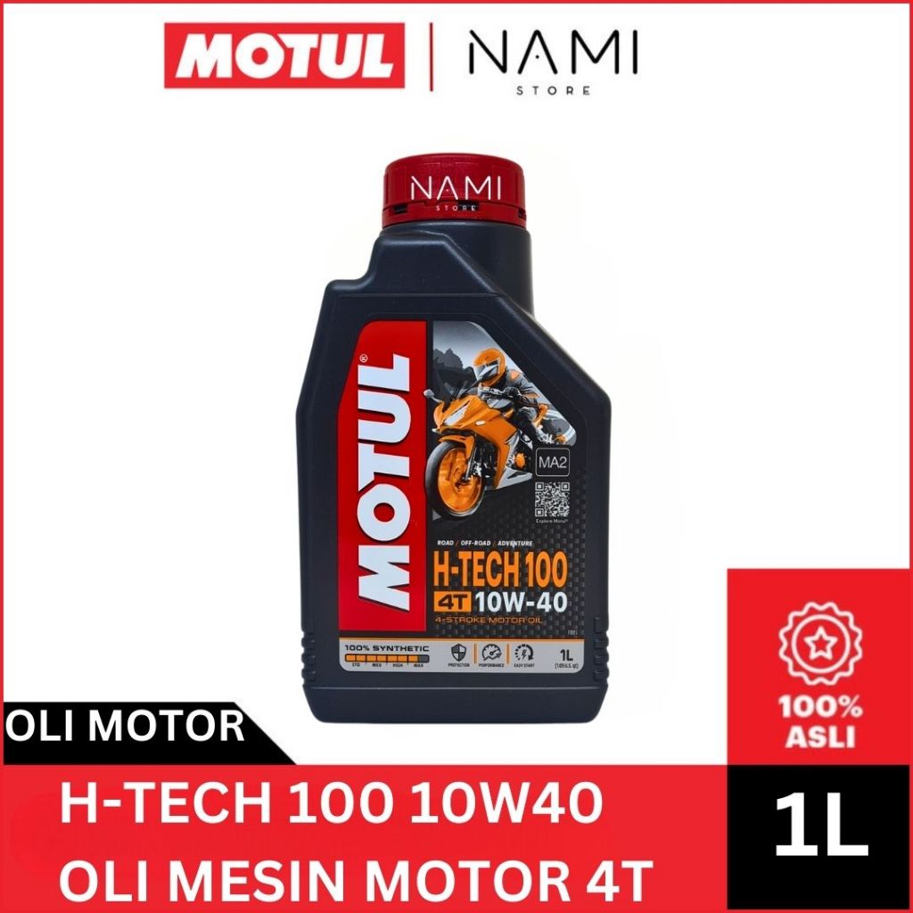Jual *MOTUL H-TECH 100 4T 10W40 (1L)* OLI MESIN MANUAL SEPEDA MOTOR FULL SYNTHETIS - Original ...