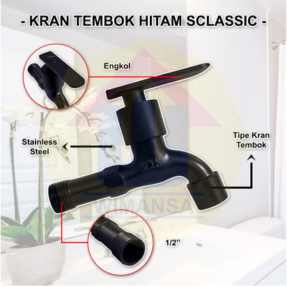 Jual STAR CLASSIC Kran TEMBOK Hitam 1/2 Engkol / Baling 8017 /8018 ...