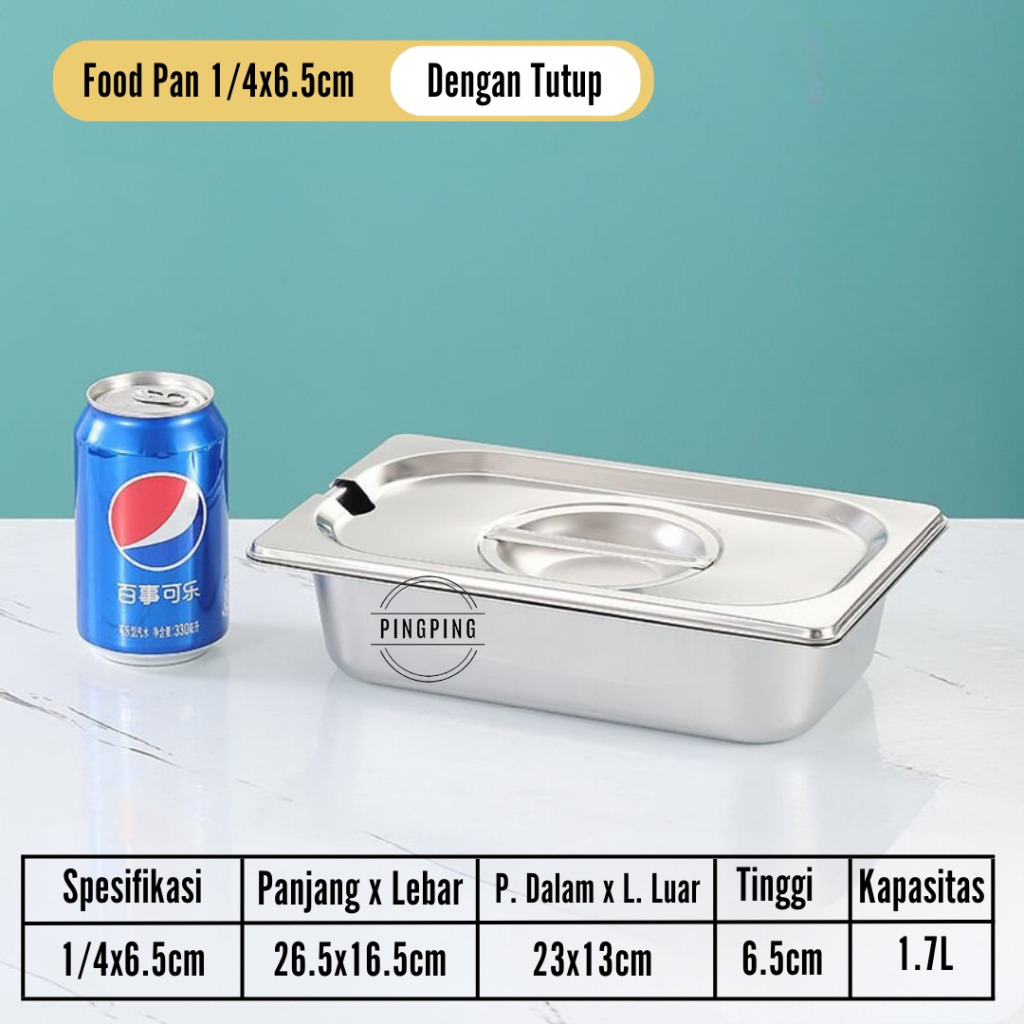 Jual Food pan Stainless steel 1/1x6.5, 1/2x6.5 Food pan Stainless steel ...