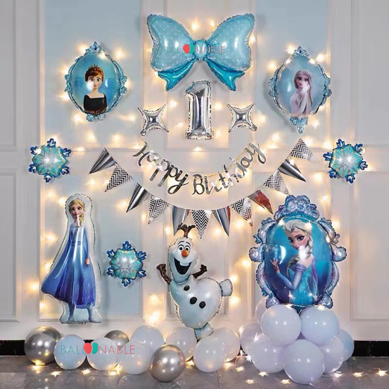 Jual Paket Dekorasi Balon Angka Silver Tema Frozen Led (PD230) | Shopee ...