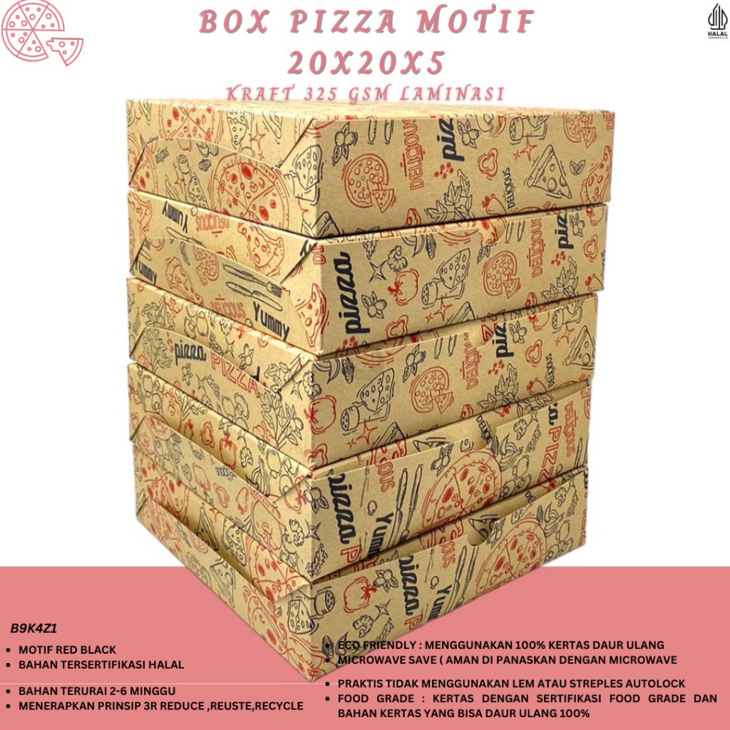 Jual Box Pizza 20x20 Motif Dus Pizza Laminasi Kardus Pizza (B9K4Z1 ...