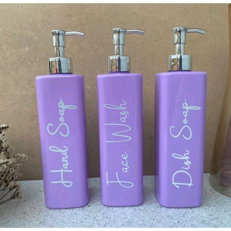 Jual BOTOL SABUN CAIR AESTHETIC 500ML UNGU KOTAK PUMP LUXURY SILVER ...