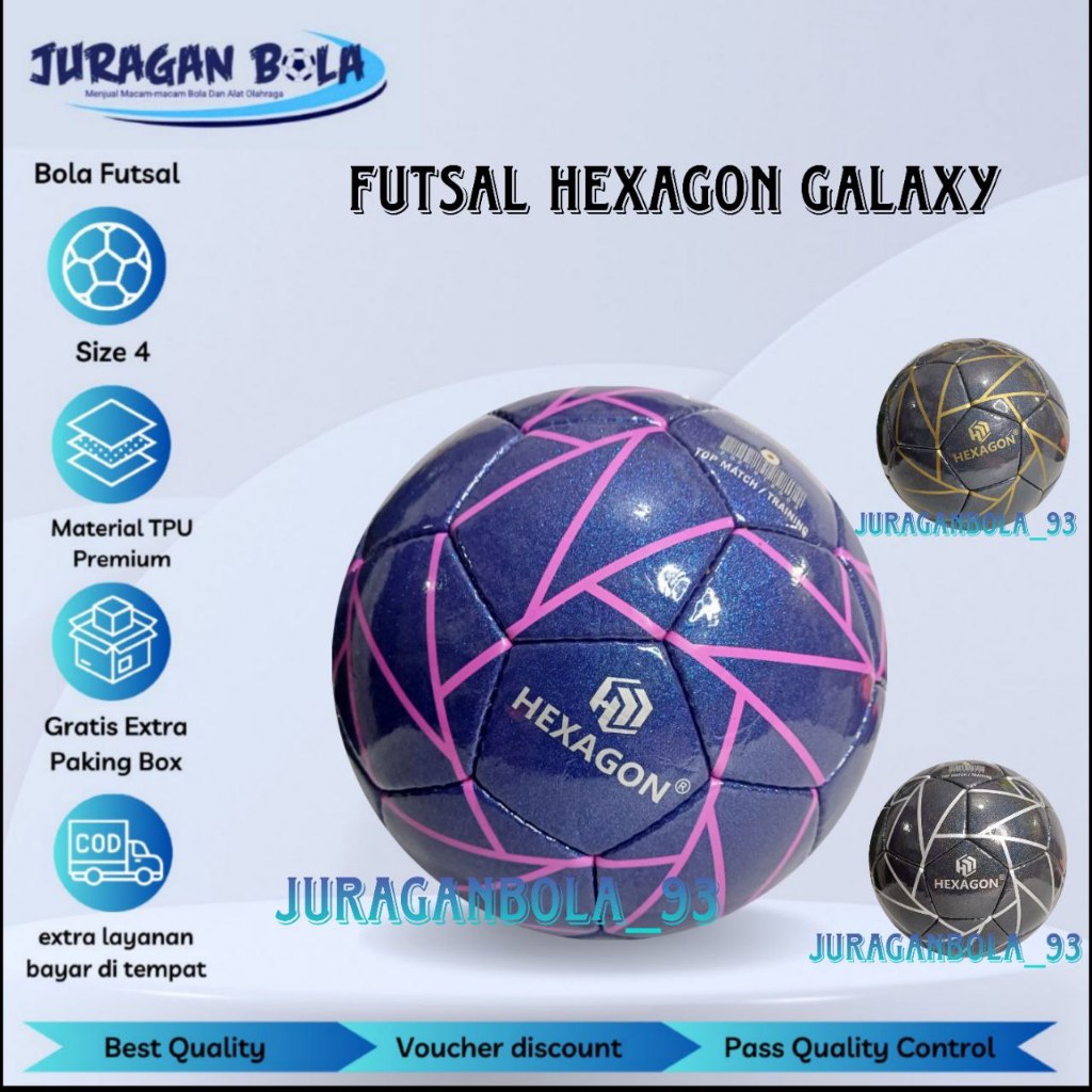 Jual Bola Futsal Size 4 ORIGINAL Hexagon Galaxy Bahan TPU Premium ...