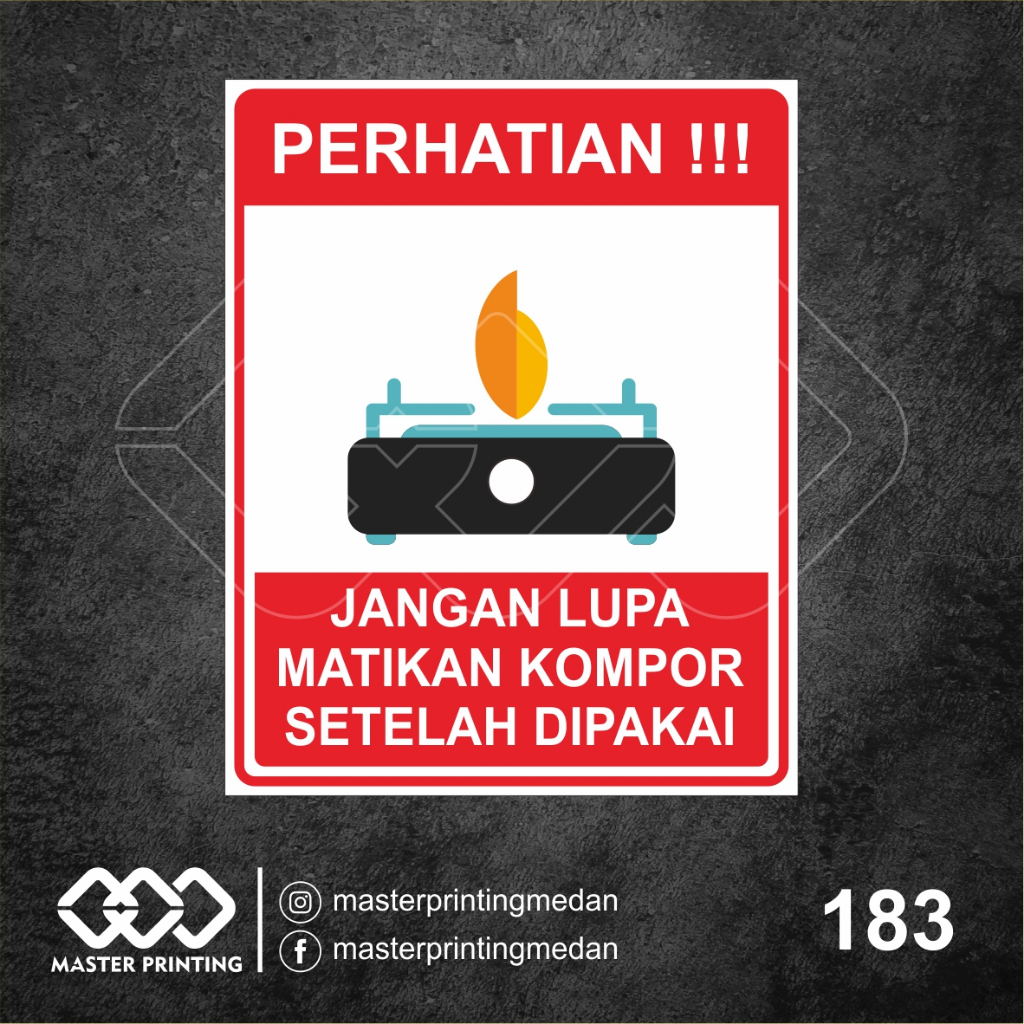 Jual 183 - Stiker Matikan Kompor Setelah Dipakai, Sticker Vinyl, Tahan ...