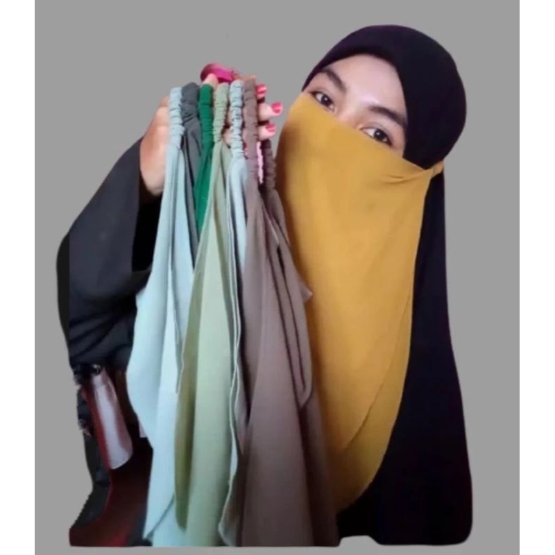 Jual CADAR NIQOB NIKAB NIQAB TALI DUA LAYAR ATAU DUA LAPIS DIAMOND CREPE BISA | Shopee Indonesia