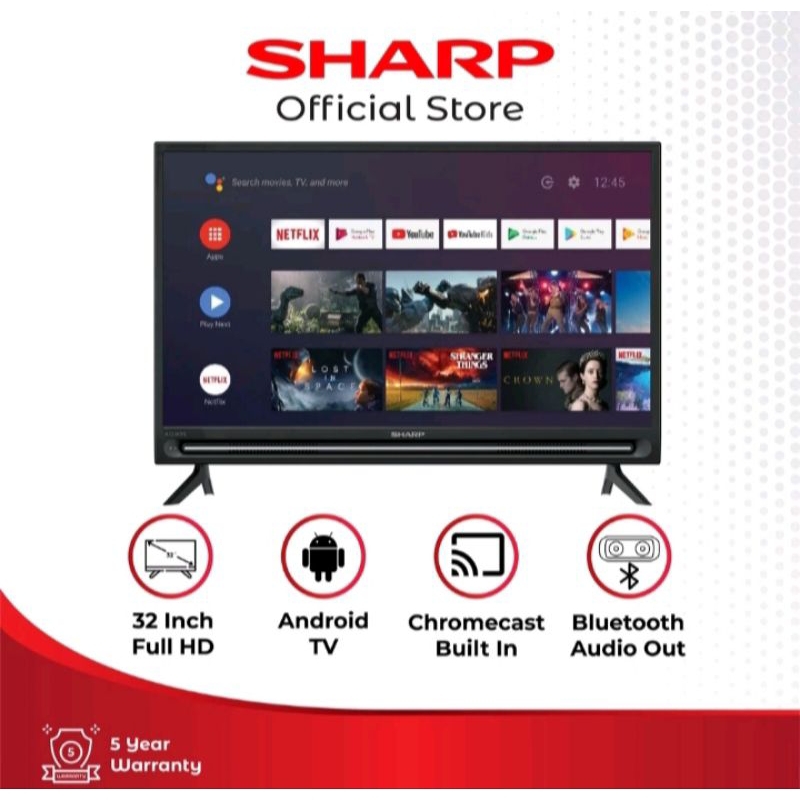 Jual TV LED SHARP 32 INCH GOOGLE SMART TV 2T C32 EG1I / 32GH3000I GARANSI RESMI | Shopee Indonesia