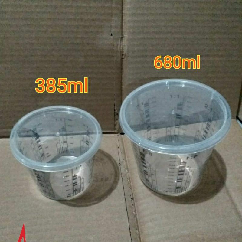 Jual Mixing Cup Atau Gelas Takar Pencamput Cat Ukuran 385ml dan 680ml | Shopee Indonesia