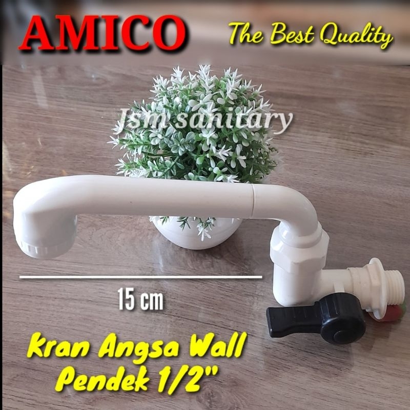 Jual Kran AMICO Angsa Wall Pendek 1/2", As & Bola Kuningan | Shopee ...