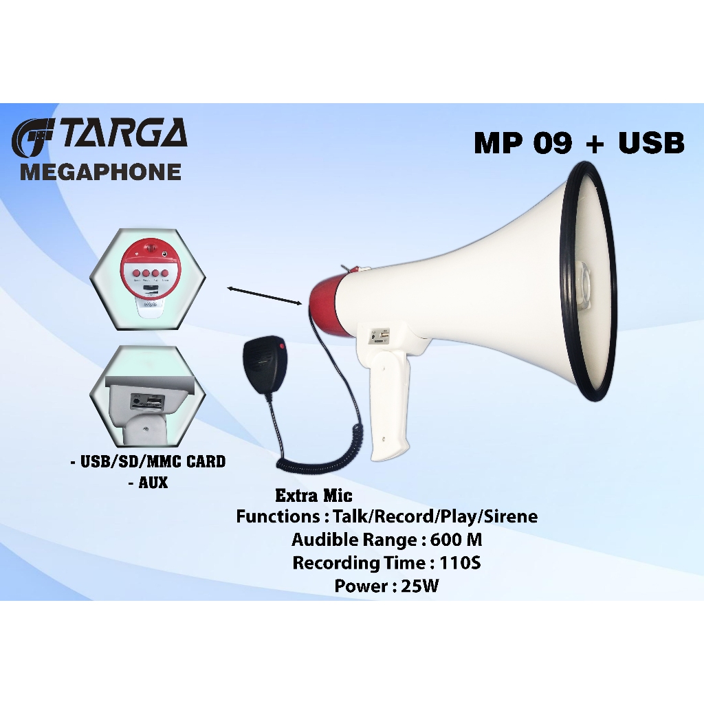 Jual Toa MEGAPHONE TARGA TR MP 09 USB MEGAPHONE TARGA MP09 SIRINE USB ...