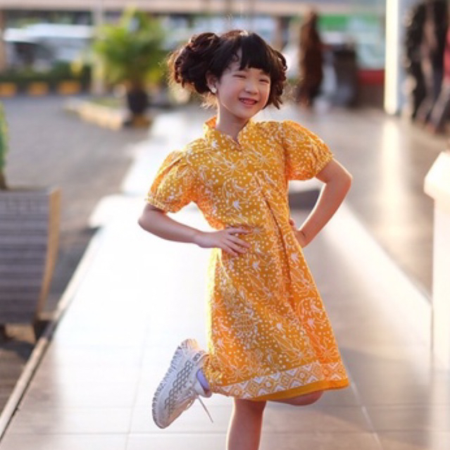 Jual Dress Batik Sella Merah Hijau Botol Biru Tua Kuning Mustard ...