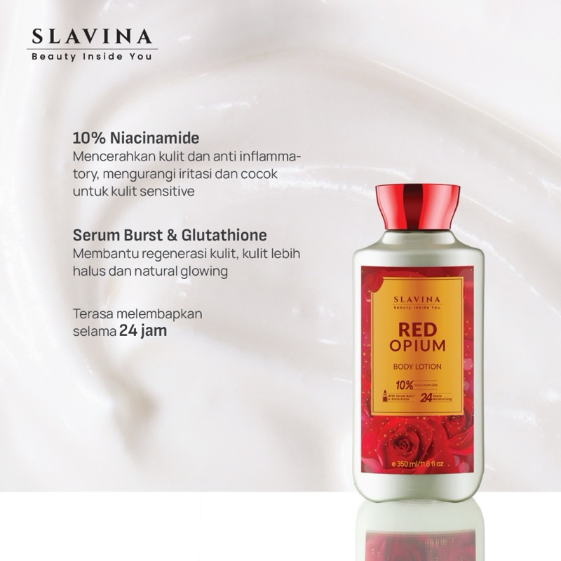 Jual SLAVINA Body Lotion Red Opium by Nagita Slavina 350mL | Shopee ...