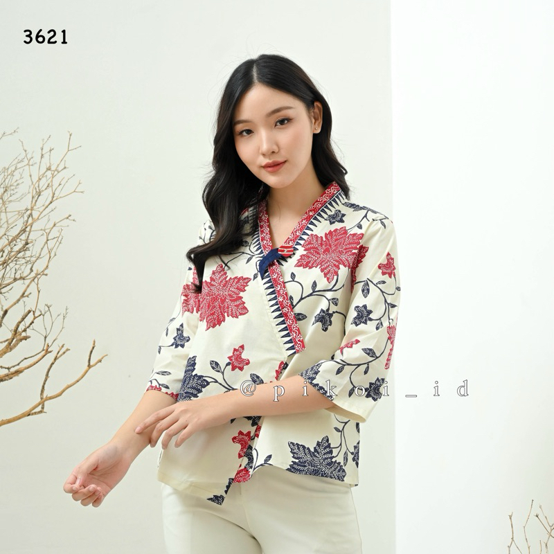 Jual Batik wanita / atasan batik wanita / baju batik kimono wanita modern / seragam kerja kantor ...