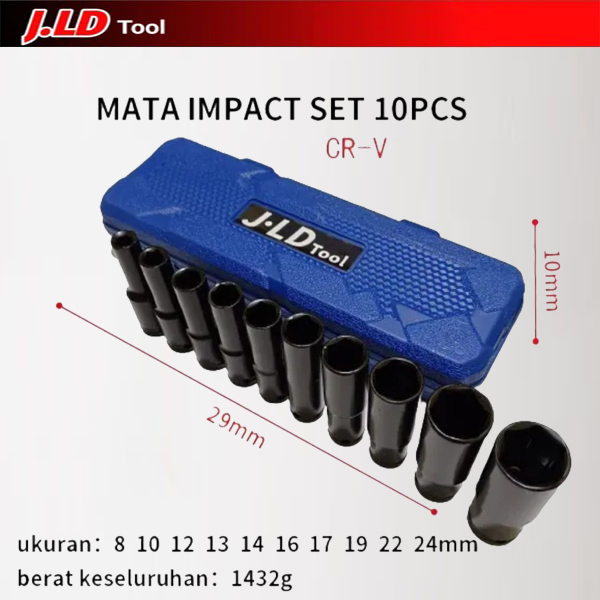 Jual Mata Sok Impact JLD TOOLS READY COD Kunci Shock Set 10 Pcs 8-24 Mm / Socket Panjang Warna ...