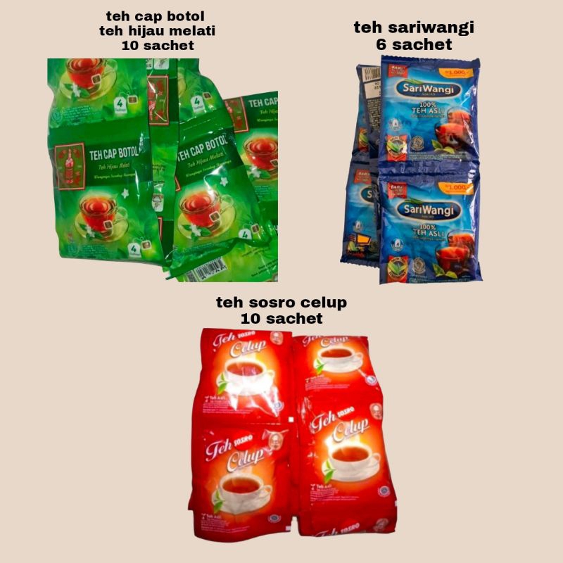 Jual TEH SOSRO/SARIWANGI/BOTOL CELUP 1 RENCENG 10 SACHET | Shopee Indonesia