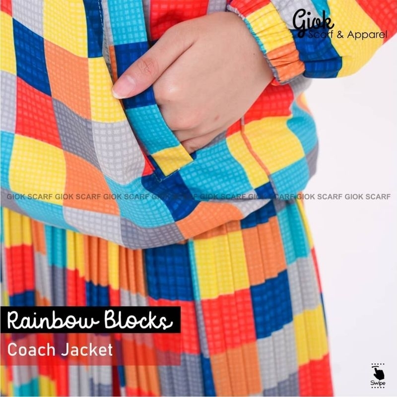 Jual Rainbow blocks coach jacket by Giok | Shopee Indonesia