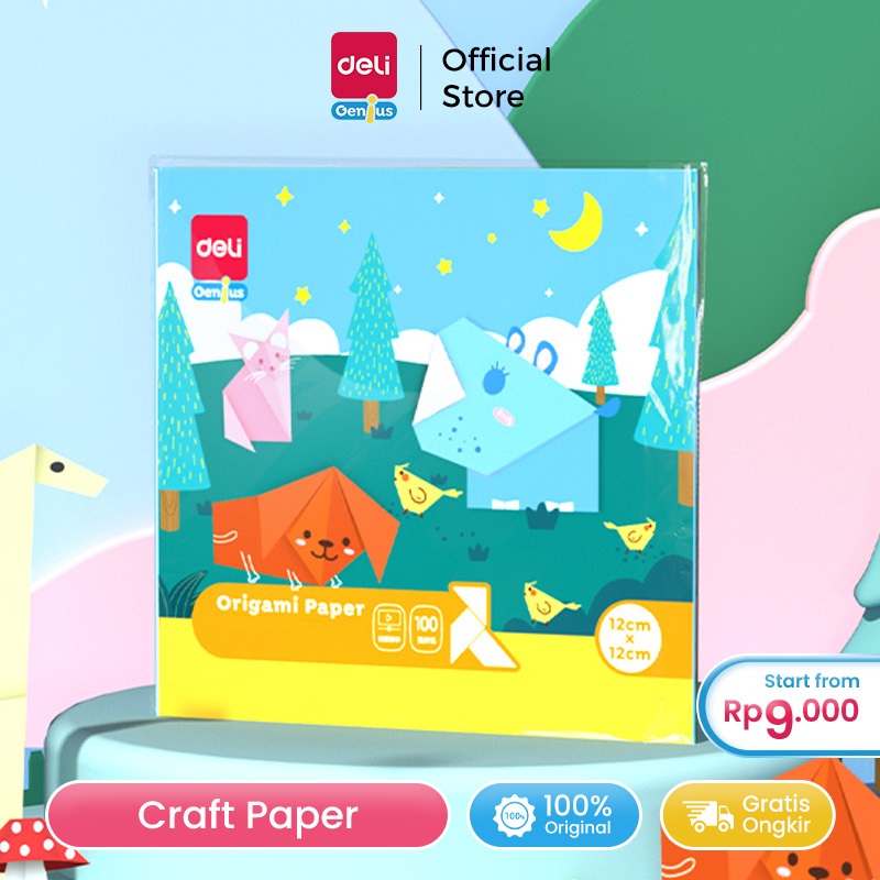 Jual Deli Origami Paper / Kertas Lipat Origami 100 pcs 10 Warna ...