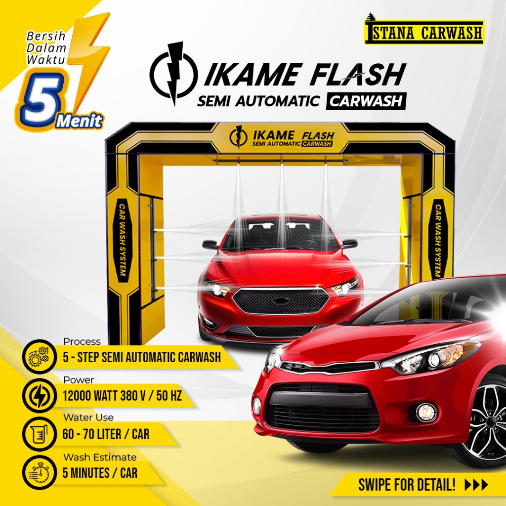 Jual Mesin Alat Cuci Mobil Cepat Semi Automatic Car Wash IKAME FLASH | Shopee Indonesia