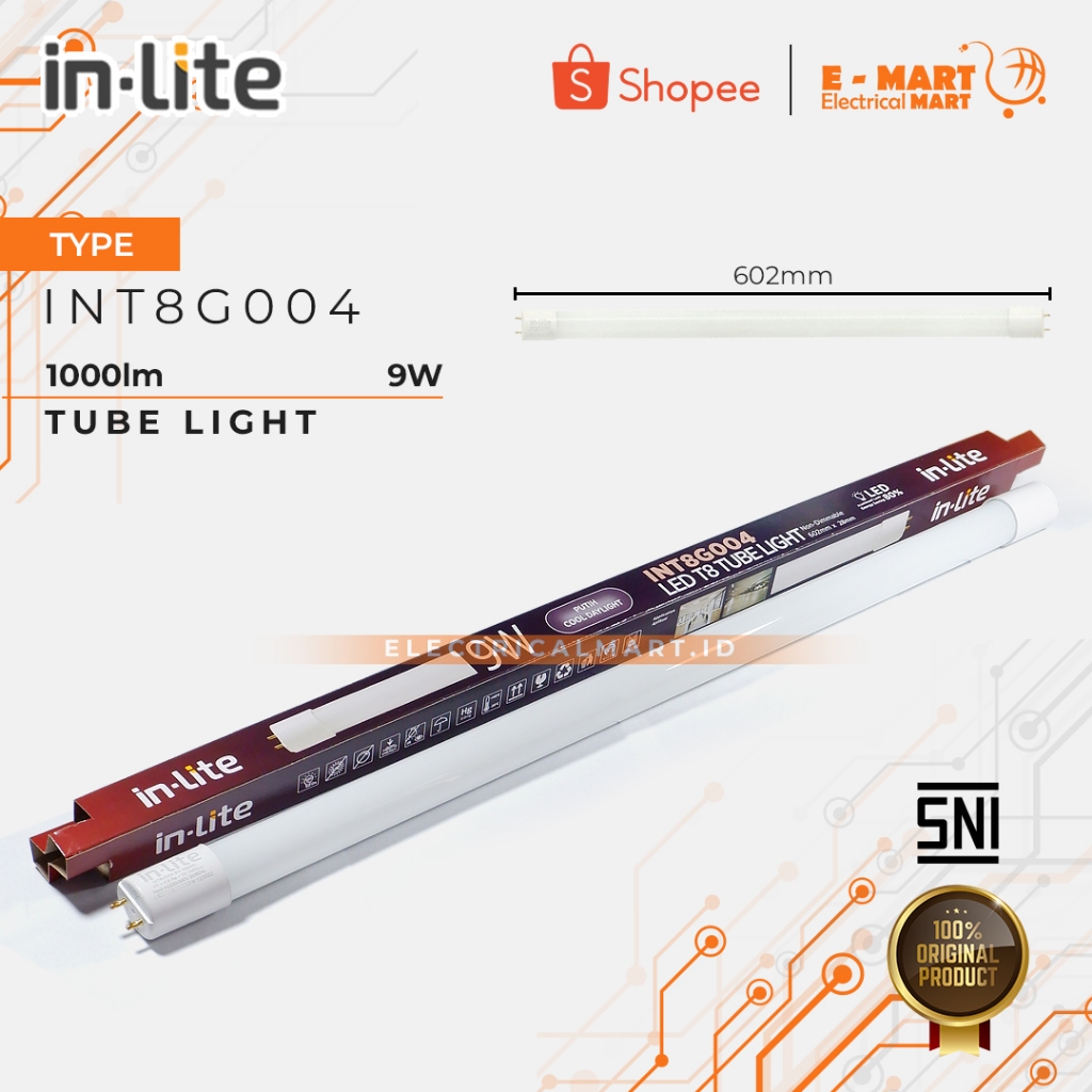 Jual Ready INLITE TL LED 9w T8 IN-LITE Led Tube 9 W 60CM setara Lampu ...