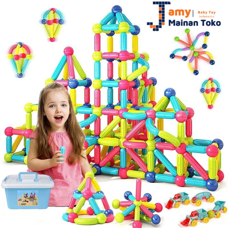 Jual 130Pcs Set Mainan Magnet Stick Balls Magnetic Building Blocks ...