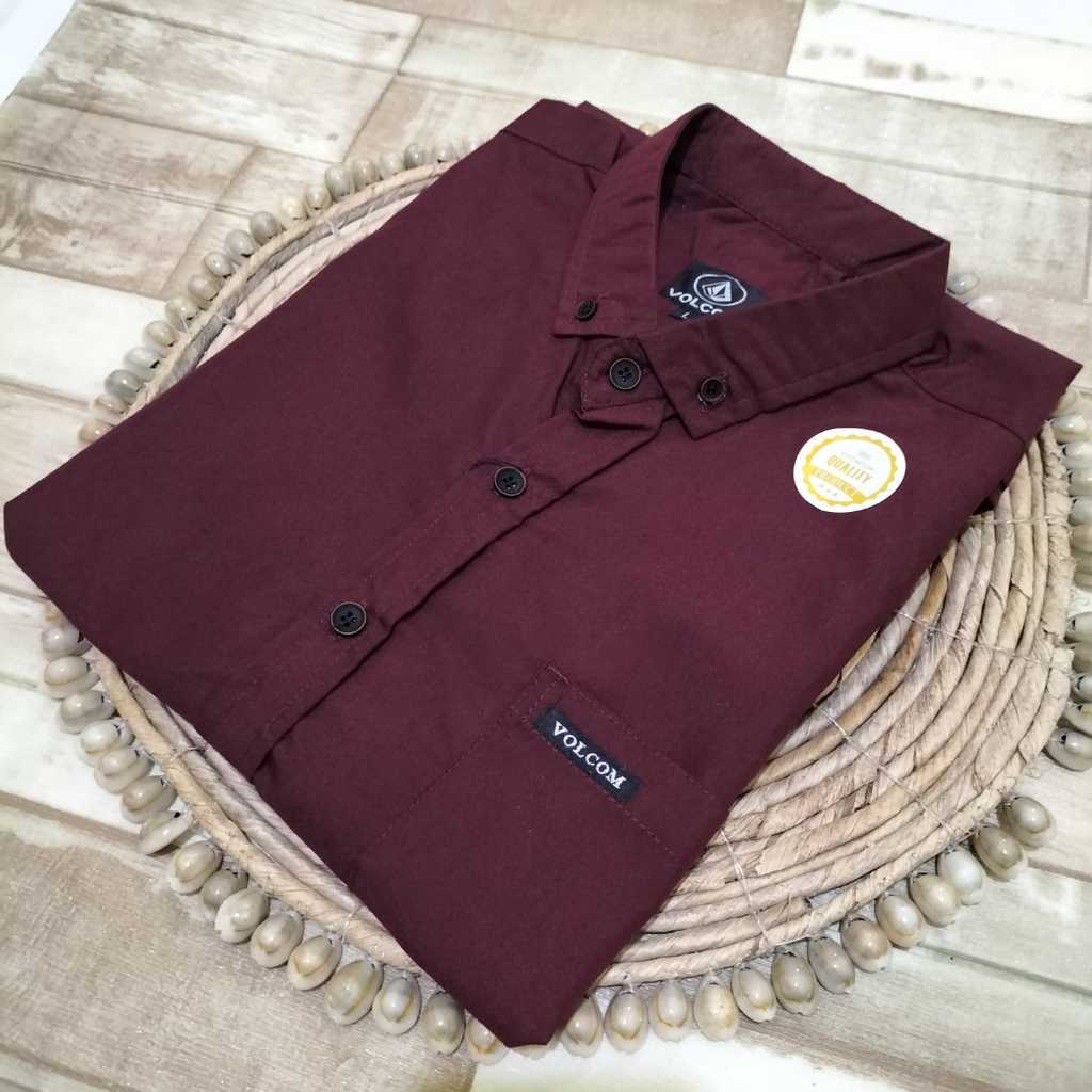 Jual Hem Polos Warna Merah Burgundy Lengan Pendek | Shopee Indonesia