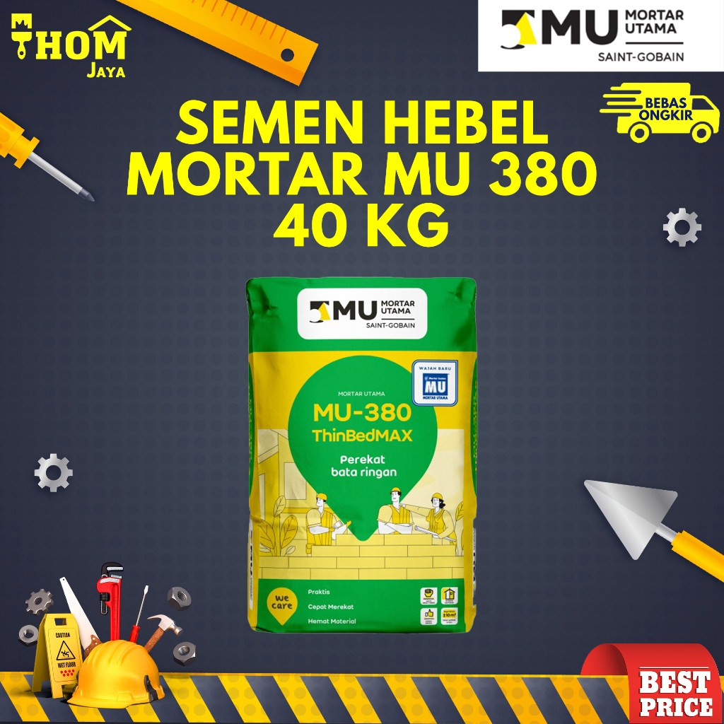 Jual PEREKAT BATA RINGAN / SEMEN HEBEL - 40 KG - MORTAR UTAMA 380 ...