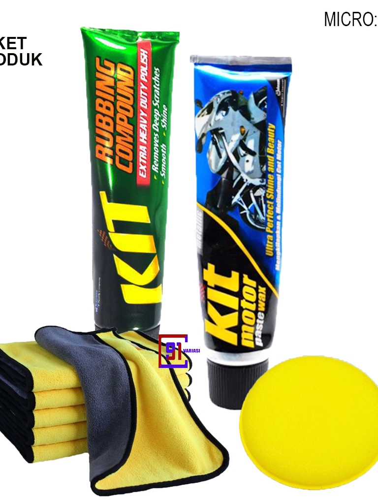 Jual Kit rubbing Compound PAKET Kit Paste Wax Metallic + Microfiber ...