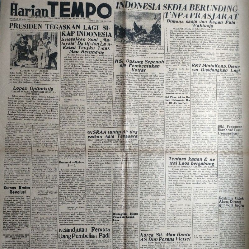 Jual Surat Kabar Langka HARIAN TEMPO 1960s Koran Sejarah | Shopee Indonesia