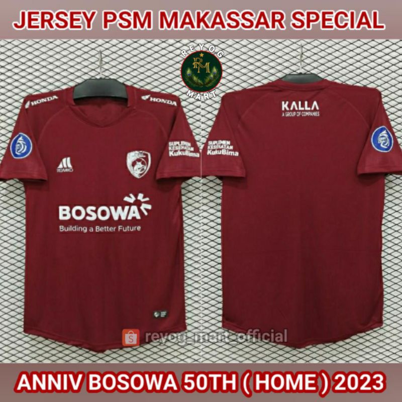 Jual JERSEY PSM MAKASSAR ANNIV BOSOWA 50TH HOME MERAH MARON PRINTING ...