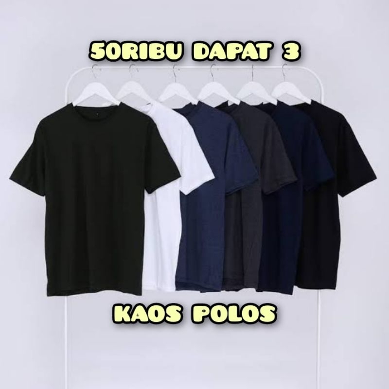 Jual KAOS POLOS PRIA WANITA LENGAN PENDEK PAKET 50RIBU DAPAT 3 | BAJU ... Jual KAOS POLOS PRIA WANITA LENGAN PENDEK PAKET 50RIBU DAPAT 3 | BAJU ...