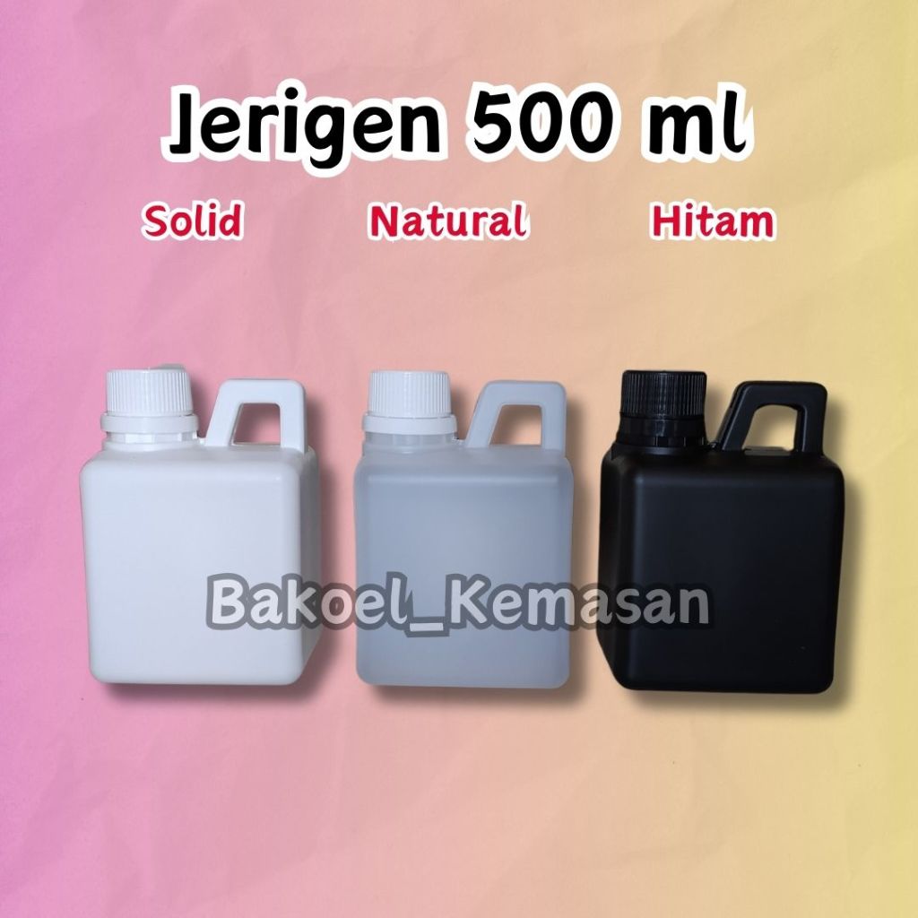 Jual Jerigen 500 ml Hitam Natural Putih Jirigen Kosong 500ml 1/2L BARU ...