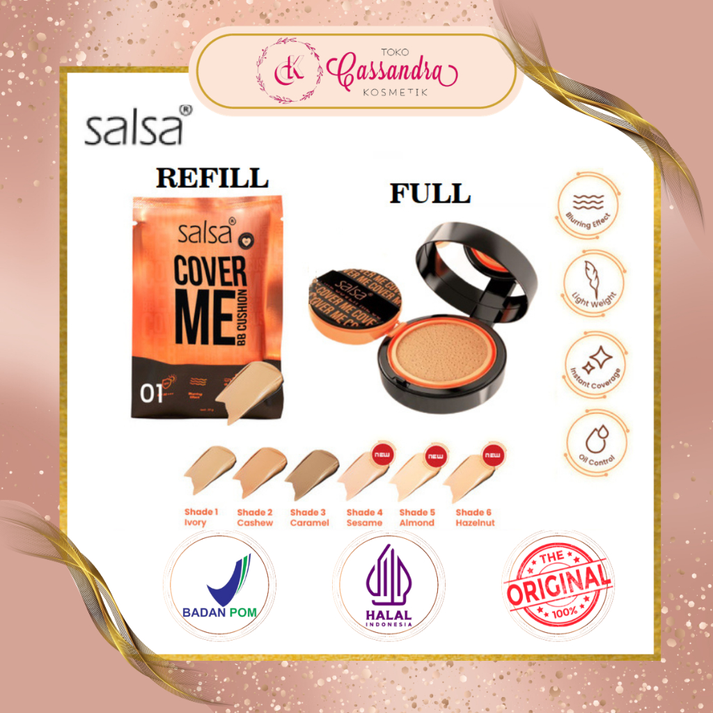 Jual CUSHION SALSA COVER ME BB CUSHION - BPOM ️ - Semi Matte with Red ...