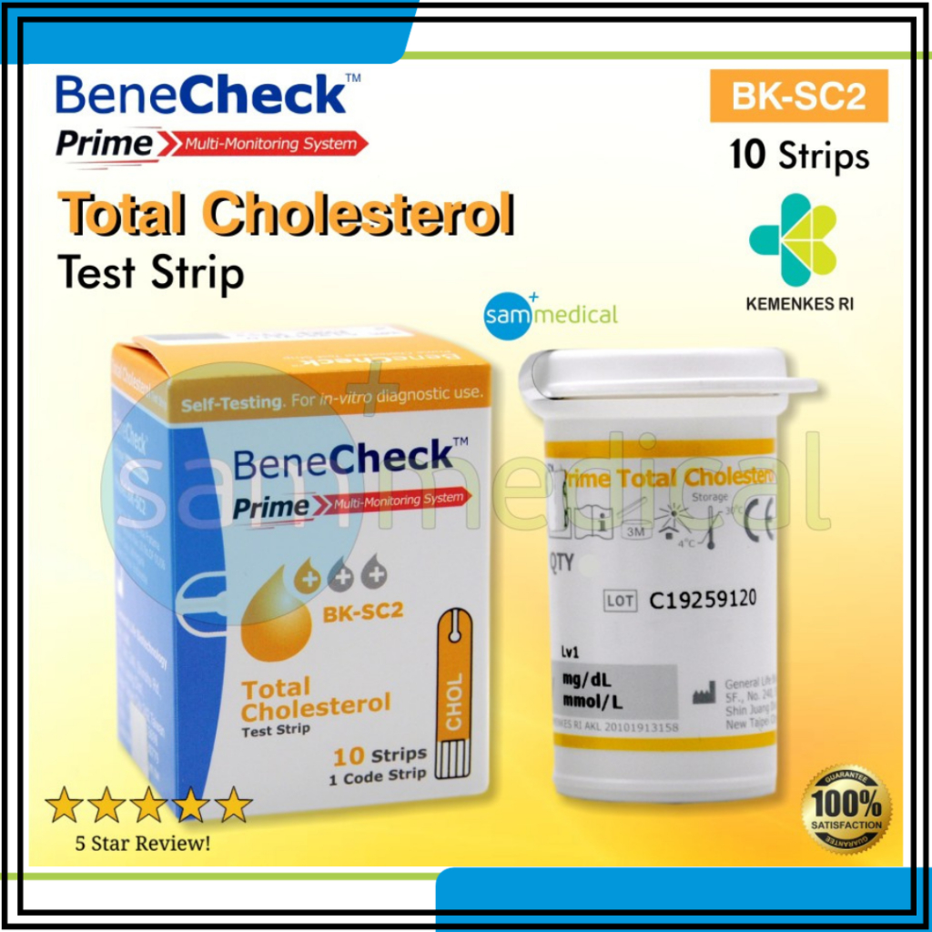 Jual Benecheck Prime Test Strip Total Cholesterol / Kolesterol/ tes ...