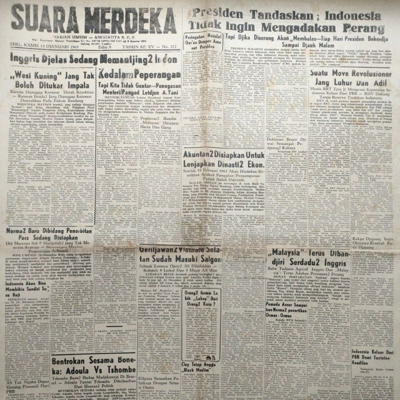 Jual Koran Sejarah 1965 Suara Merdeka Surat Kabar Kuno G30S | Shopee ...