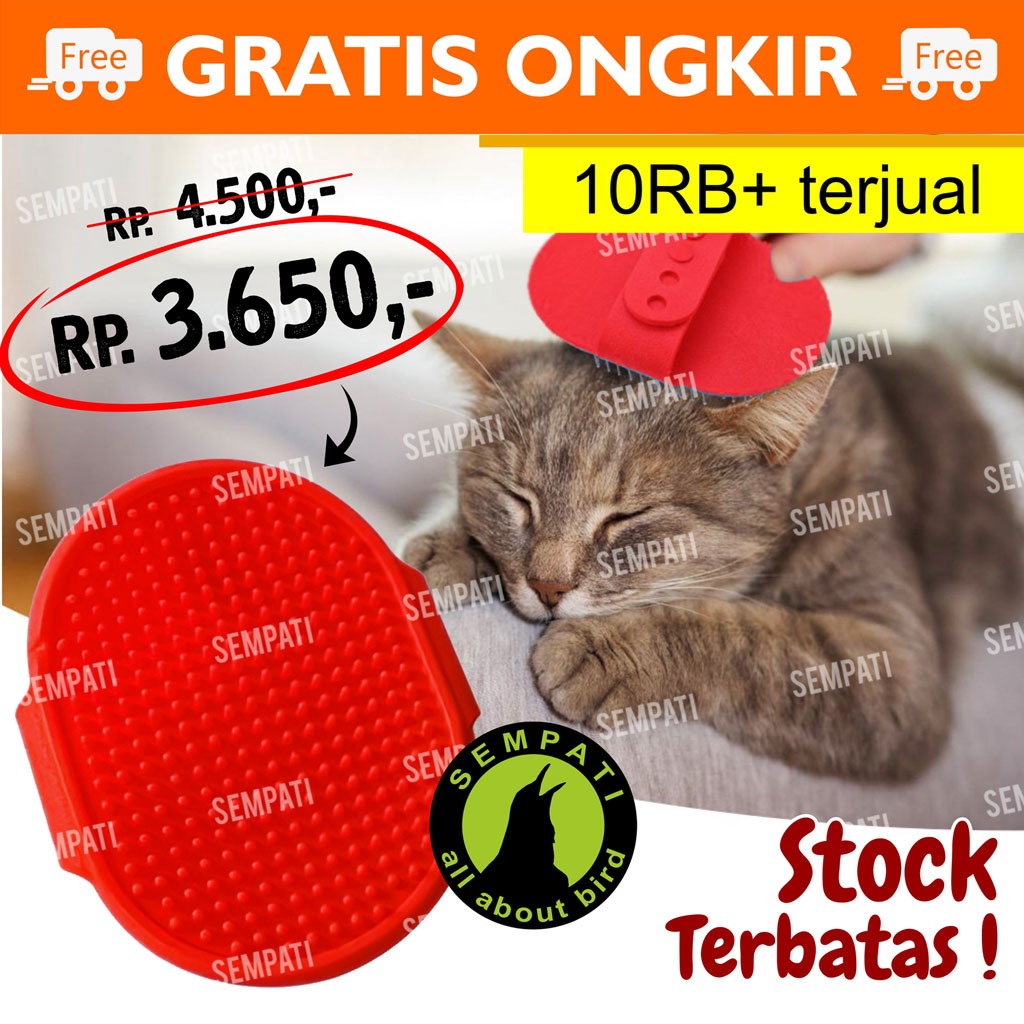 Jual Sisir Kucing Rubber Pet Brush Sikat Mandi Bulu Kucing Anjing Bahan ...