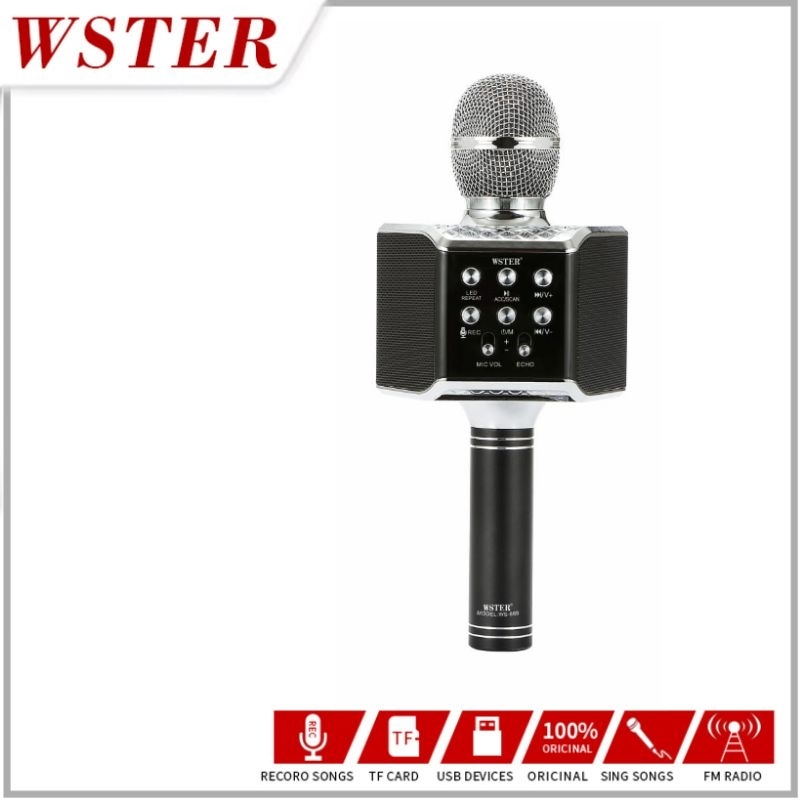 Jual WSTER Original Mic Karaoke microphone Bluetooth wireless WS-868 | Shopee Indonesia