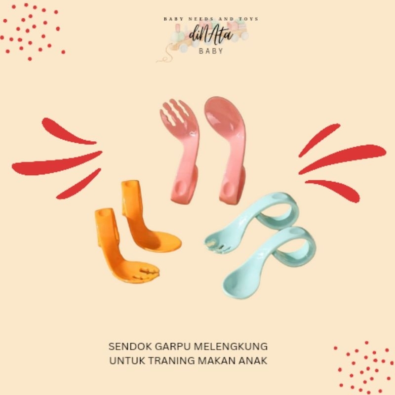 Jual [ DINATA Baby ] Set sendok garpu anak training belajar makan ...