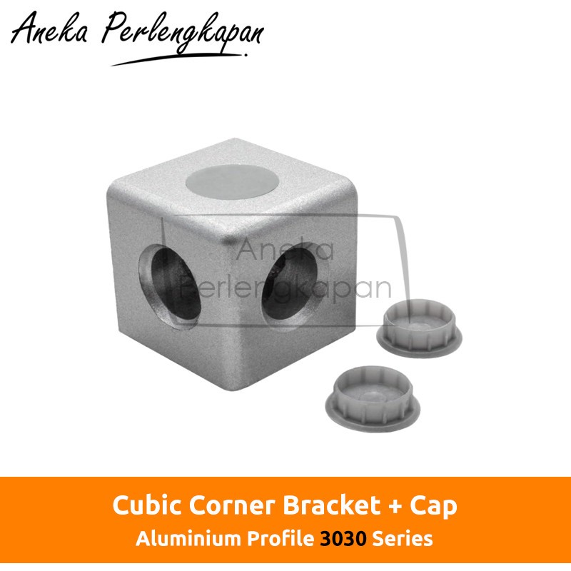 Jual Aluminium Profile Cubic / Cube Corner Bracket With Cap 3030 Silver ...