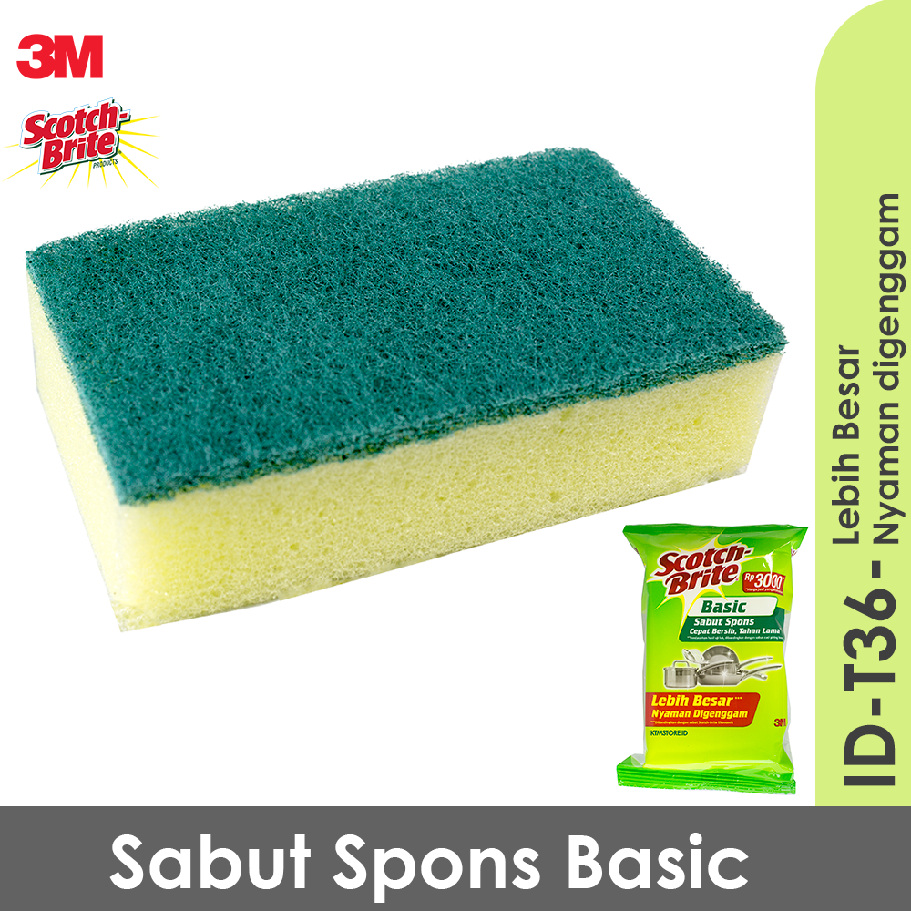Jual OCA 3M Scotch Brite Sabut Spons Cuci Piring Basic ID T36 | Shopee ...
