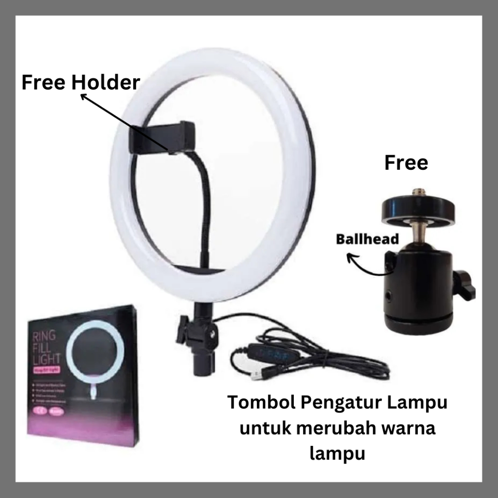 Jual Ring Light 26 33 45 Cm | Tripod Ringlight Lampu Led Fotografi Live Streaming Konten Kreator ...
