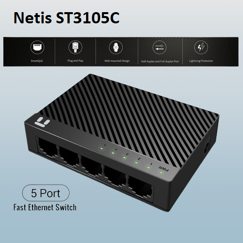 Jual Netis ST3105C Ethernet Switch 5 Port RJ45 100M Fast | Shopee Indonesia