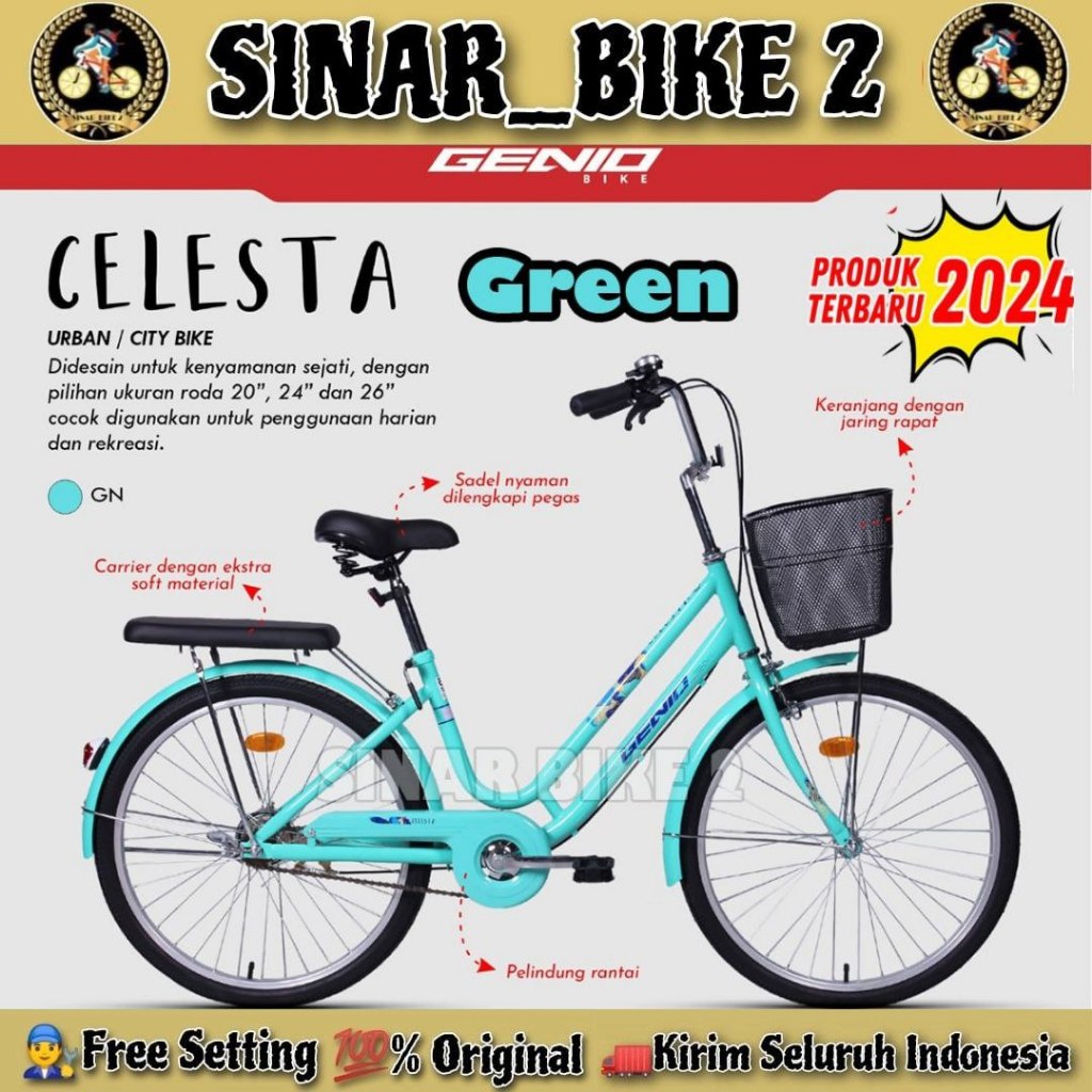 Jual Sepeda Keranjang Dewasa Ctb Genio CELESTA 20 24 26Inch City Bike ...