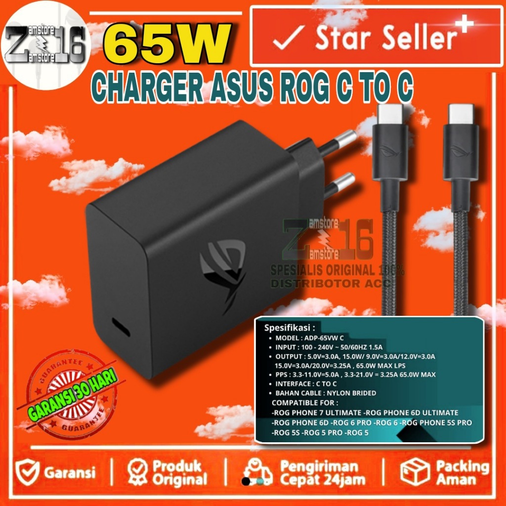 Jual [ ORIGINAL 100%] Charger Adaptor ASUS ROG PHONE 7 65W / 65 WATT C ...