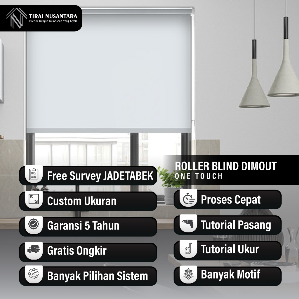 Jual Roller Blind Dimout Chain One Touch / Tirai Gulung Custom/ Gorden ...