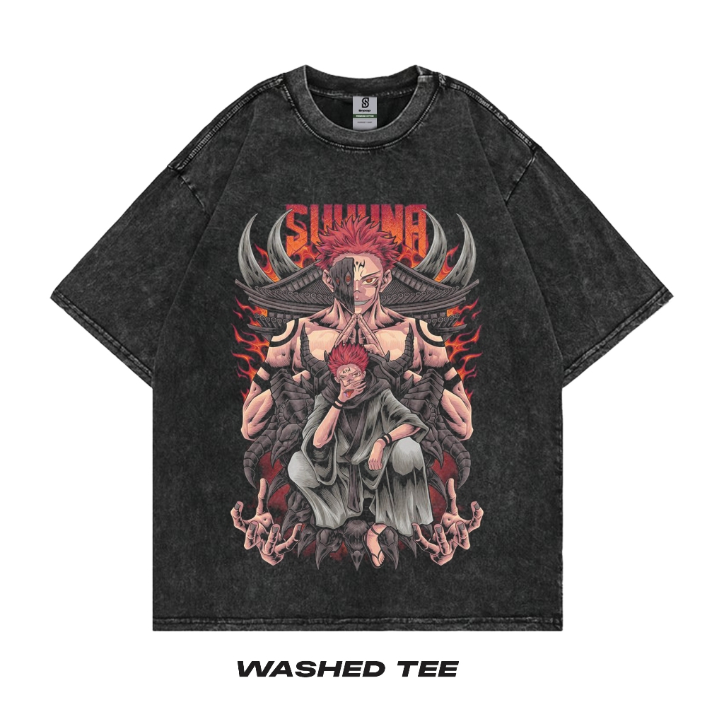 Jual Sukuna Kaos Anime Jujutsu Kaisen Oversize Washing Stones Tee