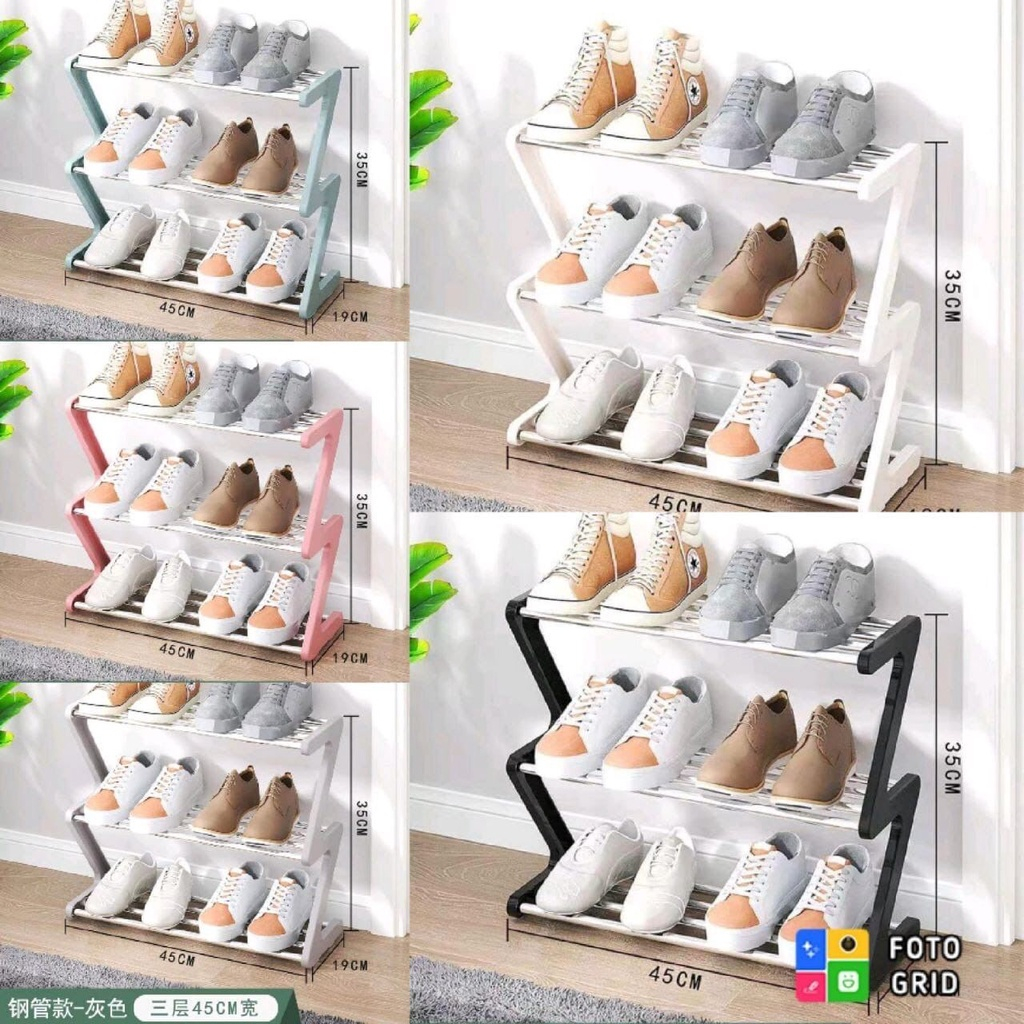 Jual Rak Sepatu Sendal Zig-Zag 3 Susun Z Shape Shoe Rack | Shopee Indonesia