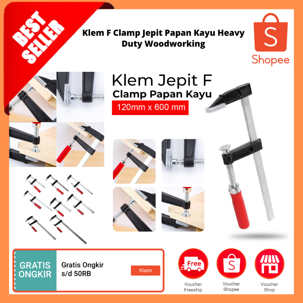 Jual Klem F Clamp Jepit Papan Kayu Heavy Duty Woodworking / Penjepit ...