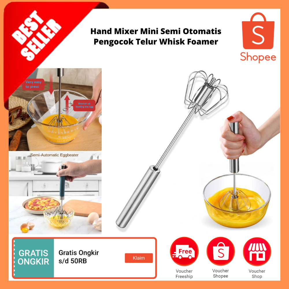 Jual Hand Mixer Mini Semi Otomatis Pengocok Telur Whisk Foamer ...