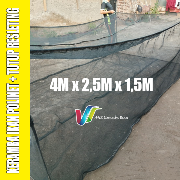 Jual Keramba Ikan waring jaring Polinet hitam siap pakai plus penutup ...