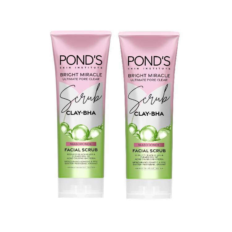 Jual Ponds Bright Miracle Ultimate Pore Clear Facial Scrub 100g X2