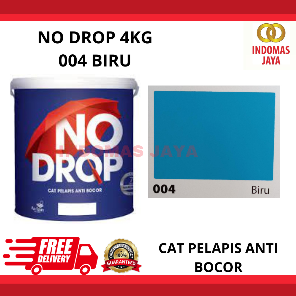 Jual CAT ANTI BOCOR KEDAP AIR WATERPROOFING 4KG 4 KG biru 004 NODROP / NO DROP 4KG GALONAN BIRU ...
